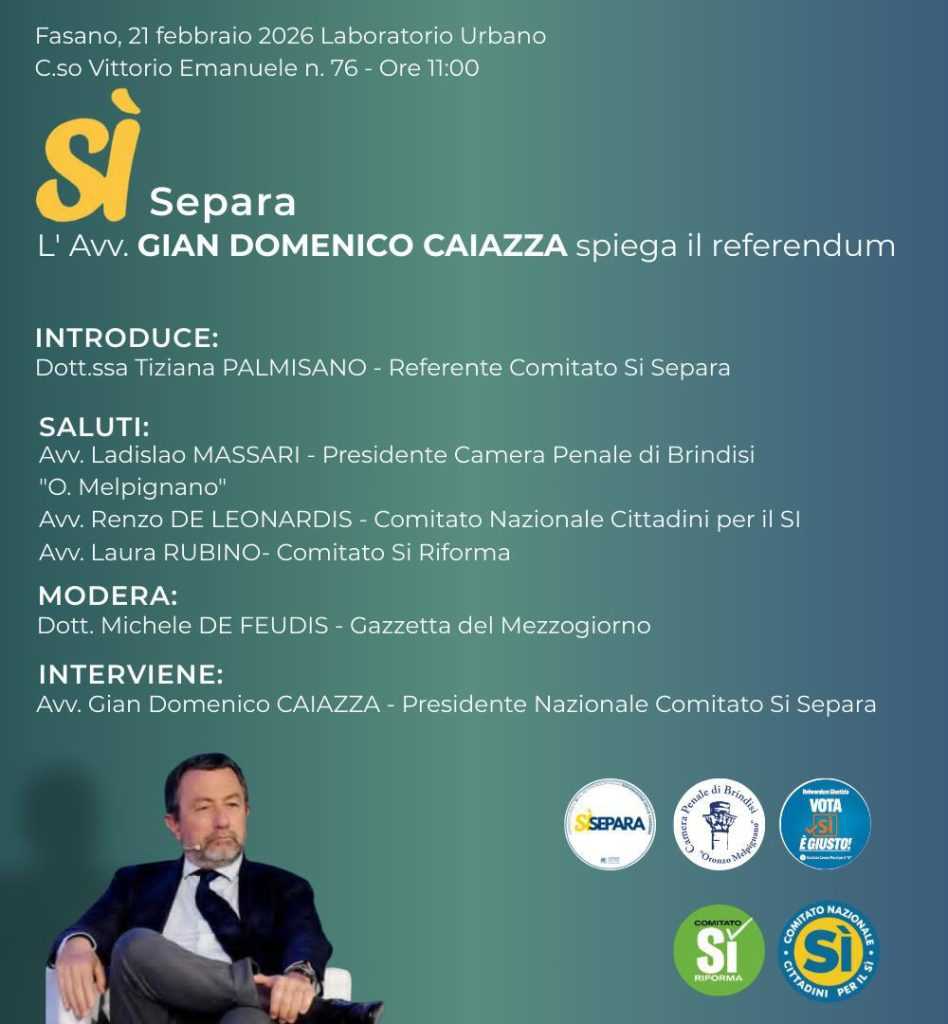 Separazione delle carriere, a Fasano l’avvocato Gian Domenico Caiazza ...